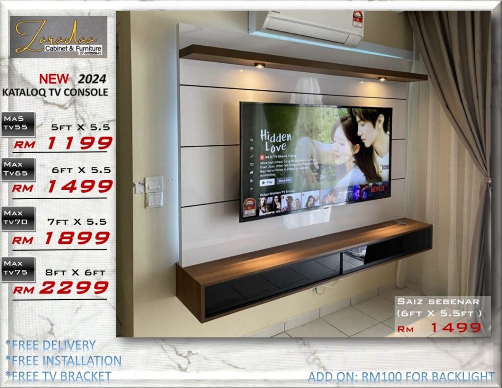 [FREE INSTALL & BRACKET TV] Kabinet Tv Gantung Harga Direct Kilang ...